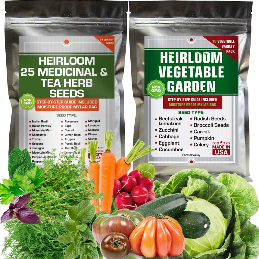 Heirloom Vegetable, Culinary and Medicinal Herb Seeds (35 Varieties) - FarmerValley